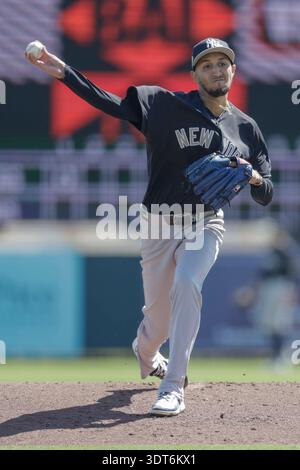 New York Yankees pitcher Elmer Rodriguez throws during the second ...