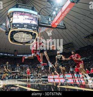 February 20, 2026: Indiana guard Conor Enright (5) advances the ball up ...