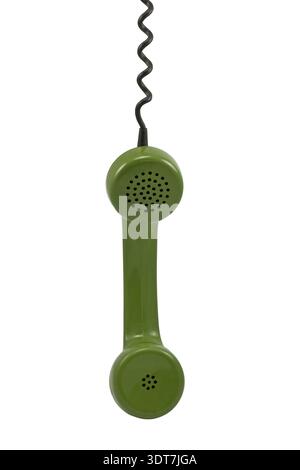 Green Telephone with Receiver on White Background Stock Photo - Alamy