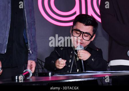 Influencer Abel Saenz, known as Abelito, speaks during a press ...