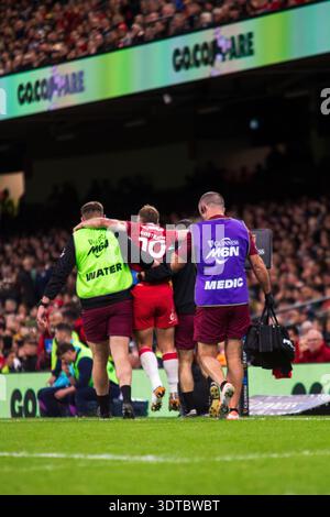 Sam Costelow of Wales with the ball. . Wales v Scotland , 2026 Guinness ...