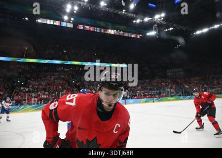 February 22, 2026: Connor McDavid (97) of Canada controls the puck ...