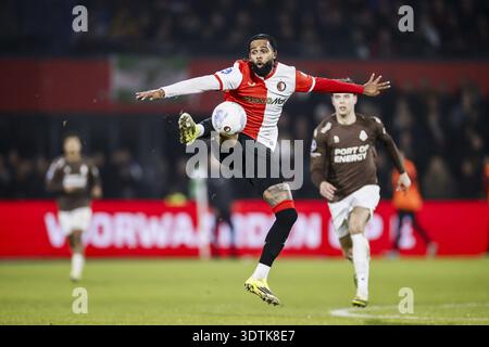 ROTTERDAM - Jeremiah St. Juste of Feyenoord leaves the field injured ...