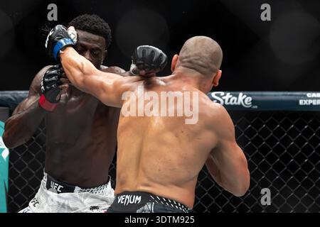 Carlos Leal seen in action during the UFC Fight Night: Strickland vs ...
