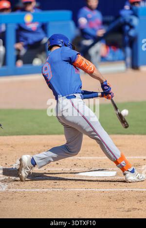 New York Mets' Jared Young plays in a baseball game against the San ...