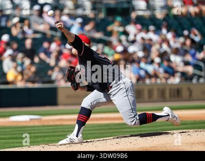 Cleveland Guardians pitcher Parker Messick prepares to throw during the ...
