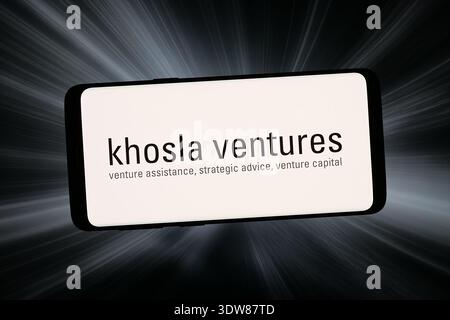 In this photo illustration, the Khosla Ventures (KV) logo is seen ...