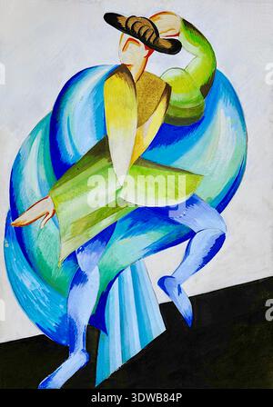 A vibrant abstract composition featuring diagonal stripes and a rich ...
