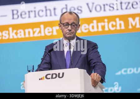 Chancellor Friedrich Merz during his speech at the end of the election ...