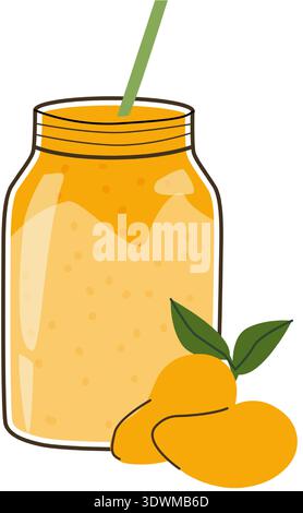 mango juice cup with straw vector illustration Stock Vector Image & Art ...