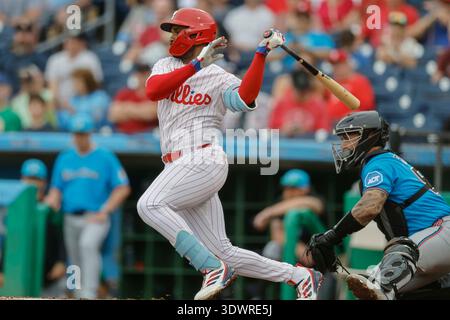 Miami Marlins pitcher John King enters under a spotlight in the sixth ...