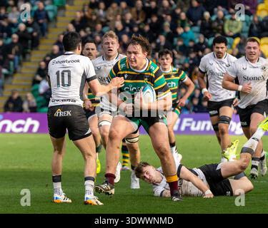 Northampton, United Kingdom, 28th Feb 2026, No.10 James Pater taking ...