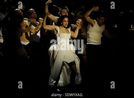 Rosalia performs during the Brit Awards 2026 in Manchester, England ...