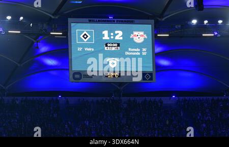 Scoreboard with final score, Volksparkstadion Hamburg, April 4, 2026 ...