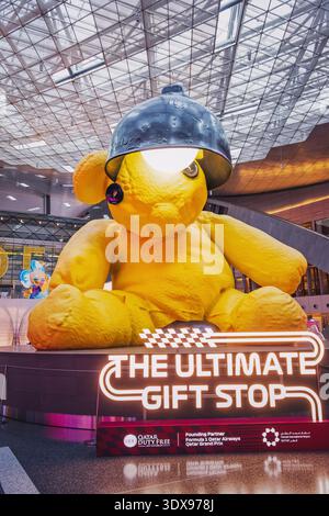 2 December 2025, Doha, Qatar: Urs Fischer's giant yellow teddy bear ...
