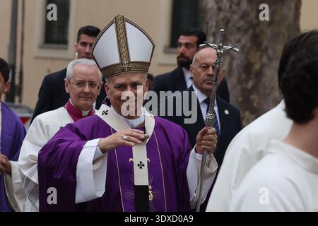 Pope Leo XIV arrives to celebrate the funeral service for late Cardinal ...