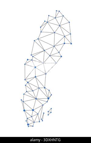 Sweden network map. Abstract geometric map of the country. Digital ...