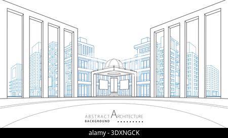 Abstract Architecture Building Line Drawing Stock Vector Image & Art ...