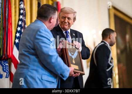 President Donald Trump presents the Medal of Honor to retired U.S. Army ...