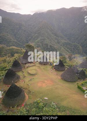 Wae Rebo without people with a clear view from a distance using a drone ...