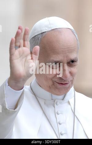 Pope Leo XIV arrives for weekly general audience in St. Peter's Square ...