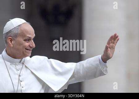 Pope Leo XIV arrives for his weekly general audience at St. Peter's ...