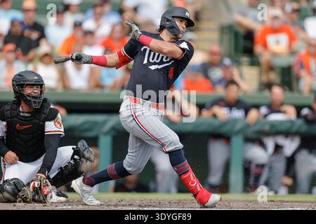 Tristan Gray #4 of Minnesota Twins swings against Toronto Blue Jays at ...