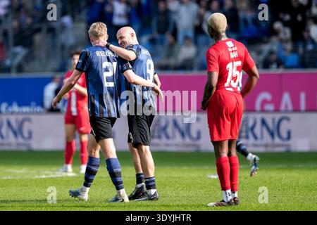 2:1 Goal, celebration, from left to right: scorer Jens Stage, Olivier ...