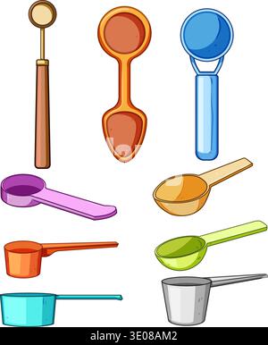 Set of measuring spoons, cooking or baking kitchen design element ...