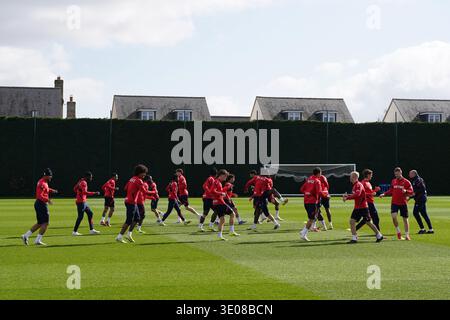 Crystal Palace players during a training session at Crystal Palace ...
