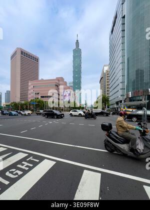 Motorcycles at a traffic light in Taipei, Taiwan, June 1, 2026. NEXPHER ...