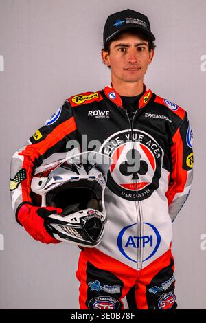 Zach Cook of Belle Vue Aces in action during the Rowe Motor Oil ...