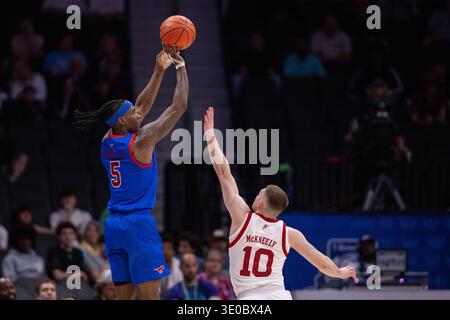 March 11, 2026: SMU Mustangs guard Jaron Pierre Jr. (5) shoots the ball ...
