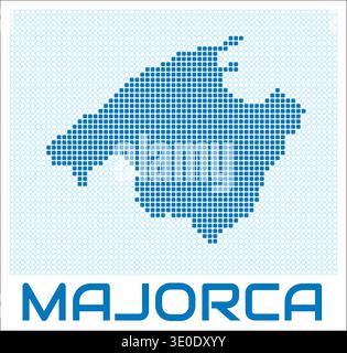 Majorca dotted map. Digital style shape of Majorca. Tech icon of the ...