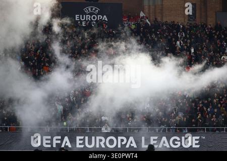 Supporters bologna during UEFA Europa League quarter-final first leg ...