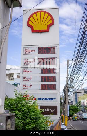 Fuel prices are displayed at a Shell gas station in Berlin, Germany, on ...
