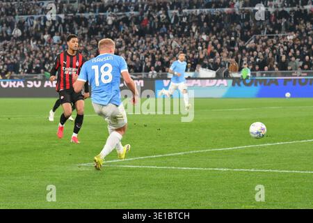 Gustav Isaksen of SS Lazio scores his goal during the serie A Enilive ...
