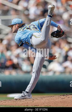 Milwaukee Brewers pitcher Shane Drohan throws during the second inning ...