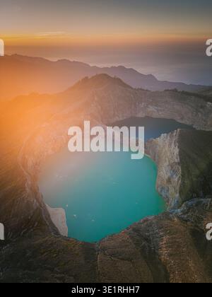 Kelimutu Close up on turquoise colored volcanic lake, Indonesia Stock ...
