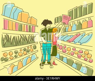 Young woman shopping for groceries Stock Vector Image & Art - Alamy