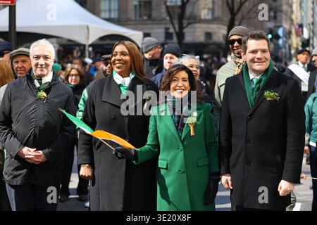 From left, New York Attorney General Letitia James, actor Robert Di ...