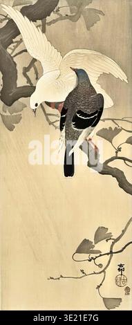 Ohara Koson – Two Pigeons on an Autumn Branch (Twee duiven op herfsttak ...