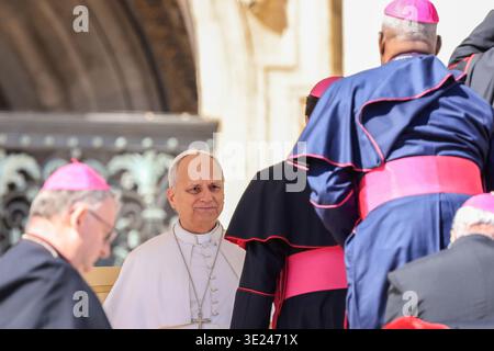 Pope Leo XIV greets bishops during his weekly general audience in St ...