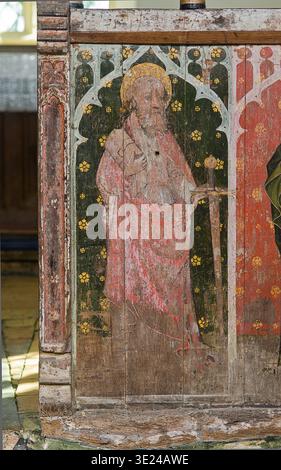 The rood screen at All Saints Church, Edingthorpe, Norfolk,UK. On the ...