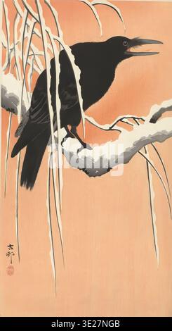 Ohara Koson – Crow on a Snowy Branch (Kraai op besneeuwde tak), c. 1900 ...