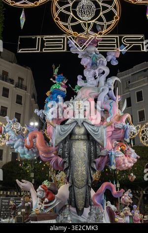 VALENCIA, SPAIN - MARCH 18, 2026: The monumental Falla Sueca-Literato ...