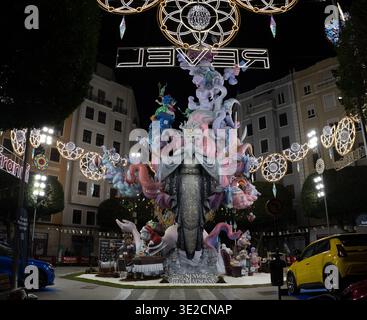 VALENCIA, SPAIN - MARCH 18, 2026: The monumental Falla Sueca-Literato ...