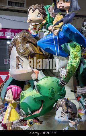 VALENCIA, SPAIN - MARCH 18, 2026: The monumental Falla Sueca-Literato ...