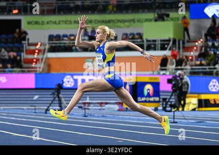 Torun, Poland. 20th Mar, 2026. Yaroslava Mahuchikh of Ukraine reacts ...