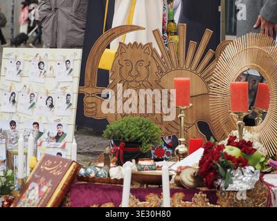 Members of the Iranian community in Madrid carry banners Members of the ...
